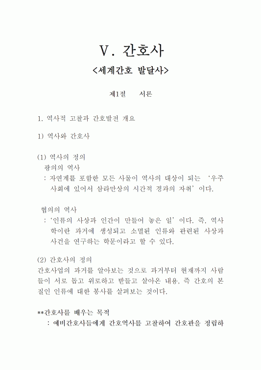 세계 간호(사) 발달사 정리