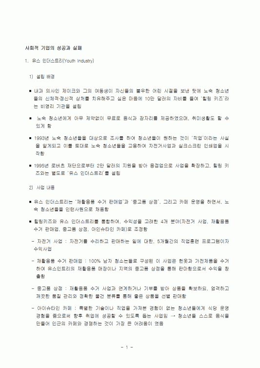 사회적기업성공과실패