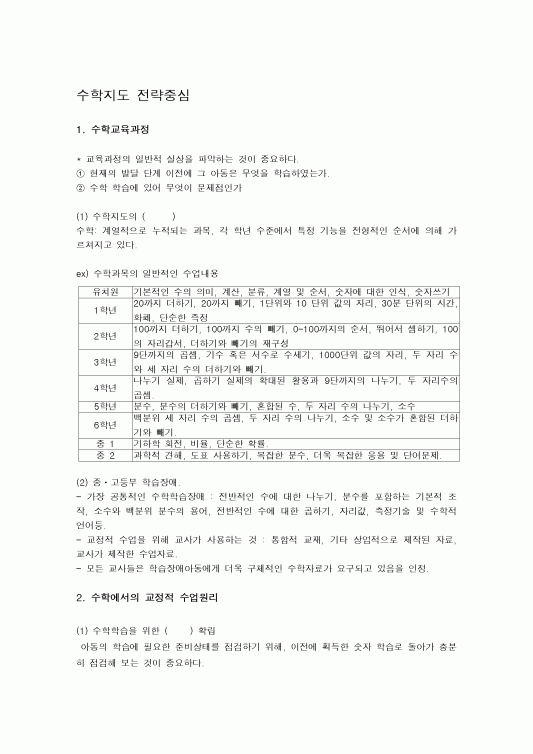 수학지도 수학교육과정