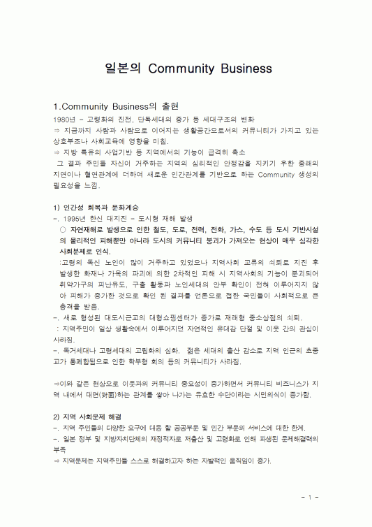 일본의 커뮤니티 비즈니스