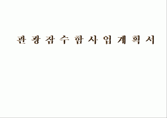 관광잠수함 사업계획서
