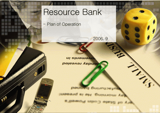 Resource Bank Plan of Operation