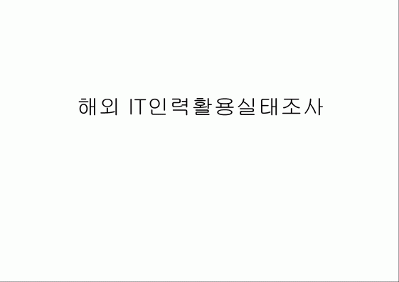 해외 IT인력활용실태조사