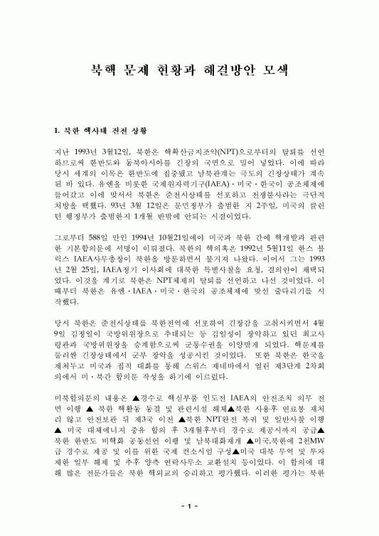 북핵 문제 현황과 해결방안 모색