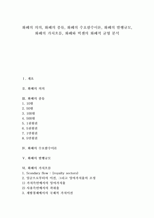 [화폐][화폐 의의][화폐 종류][화폐 수요함수이론][화폐 발행규모][화폐 가치흐름][빅셀 화폐적 균형]화폐의 의의, 화폐의 종류, 화폐의 수요함수이론, 화폐의 발행규모, 화폐 가치흐름, 화폐와 빅셀의 화폐적 균형