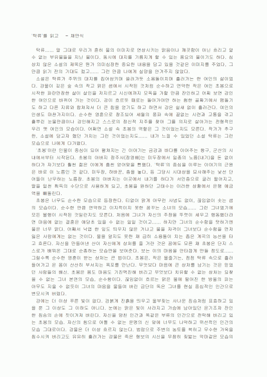 채만식의탁류를읽고