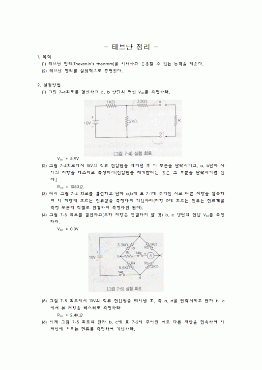 테브난 노튼정리 결과 레포트