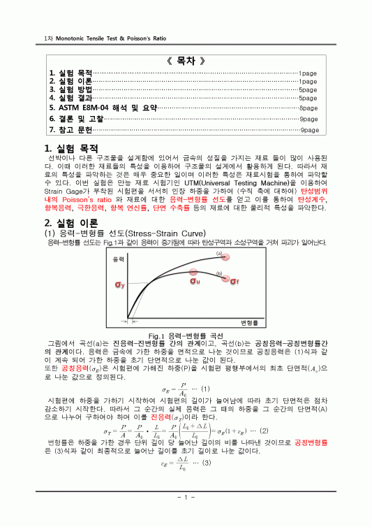 [구조역학실험] Monotonic Tensile Test