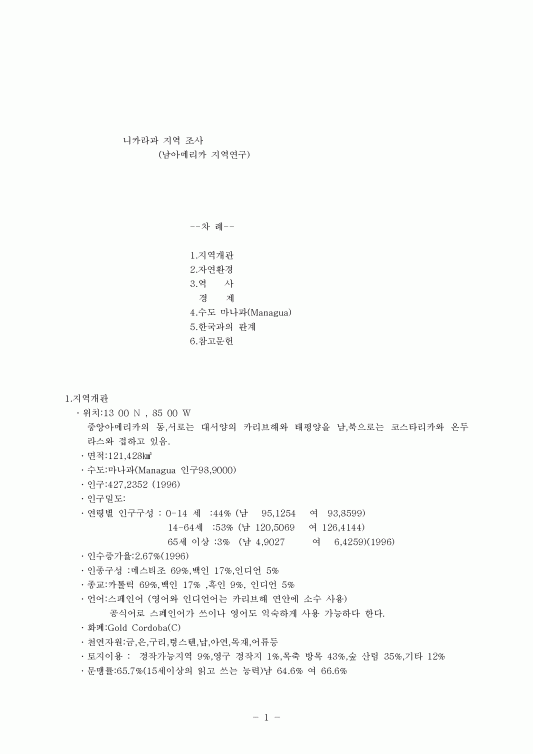 니카라과지역조사