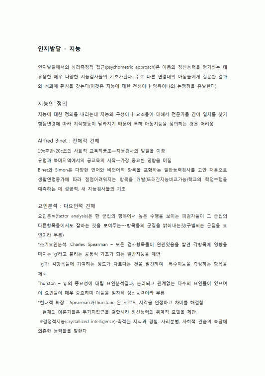 인지발달  지능