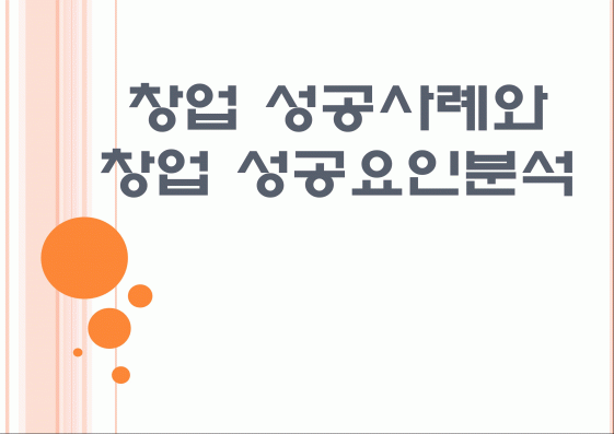 [창업] 창업성공사례와 창업성공요인분석 PPT자료
