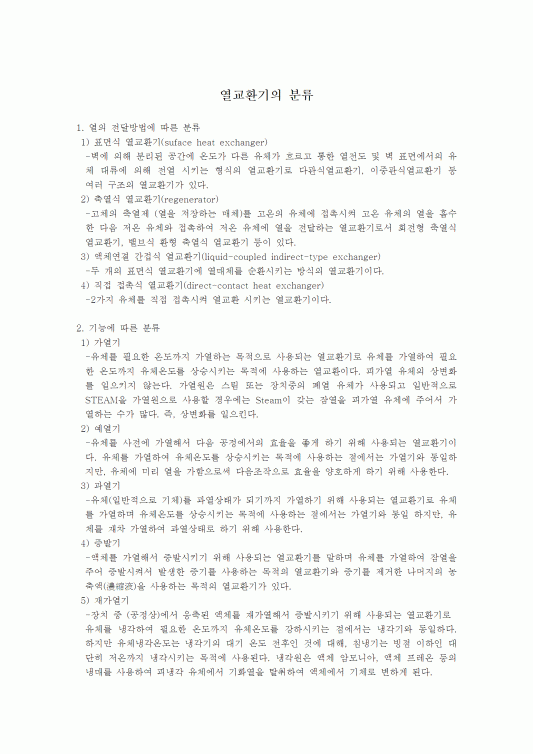 열교환기의 분류