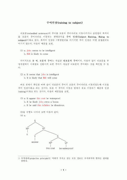 주어인상(raising to subject)