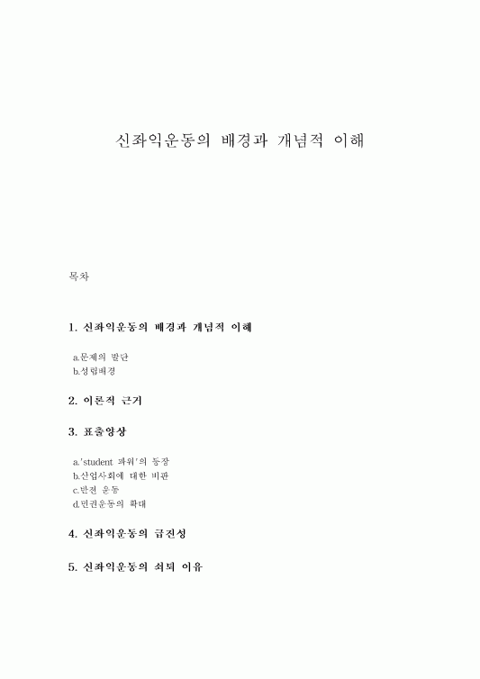신좌익운동 레포트 자료