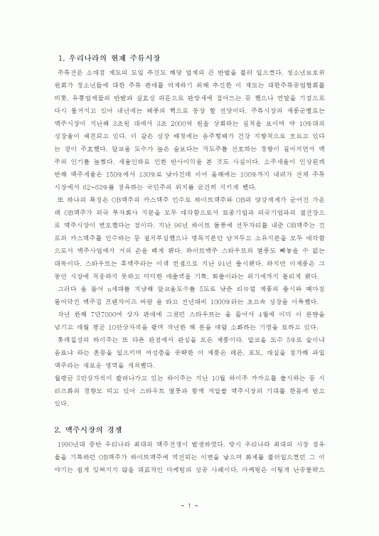 연별로 본 국내 맥주시장 성창추이