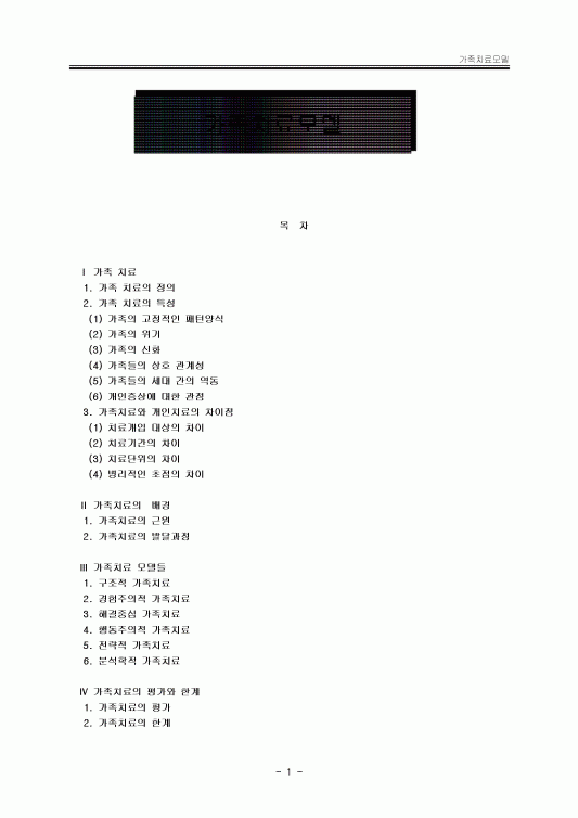 가족치료모델 레포트