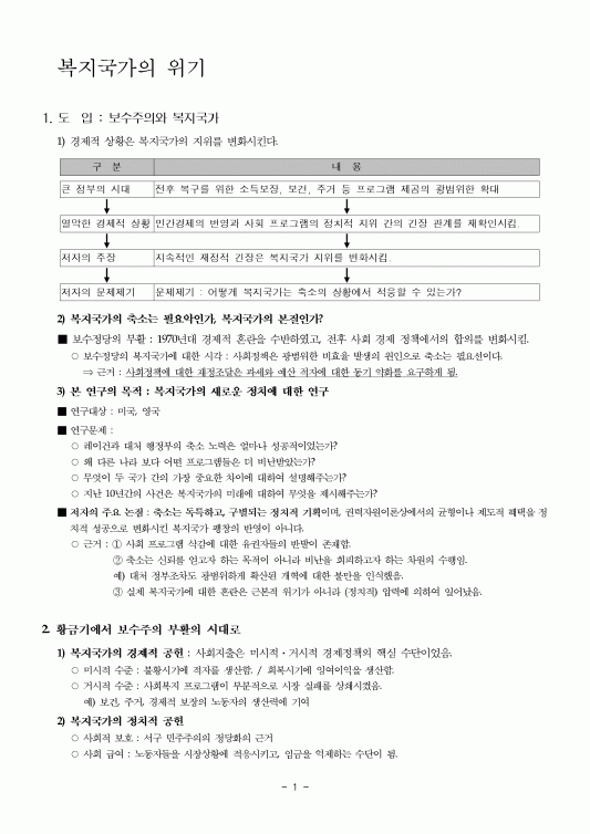 복지국가의 위기