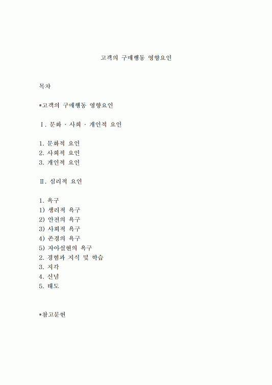 고객의 구매행동 영향요인