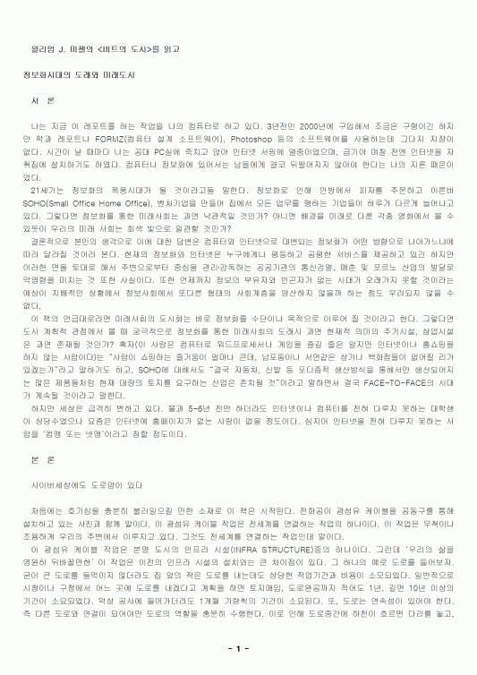 [도시계획] 정보화시대의 도래와 미래도시