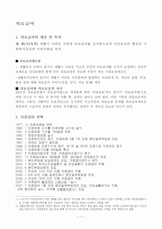 의료급여에 대하여