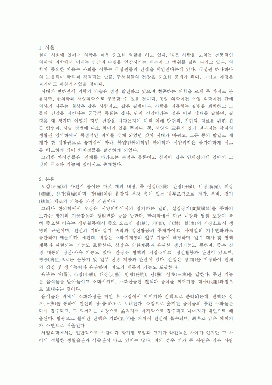 한방간호학(서양의학한의학차이)