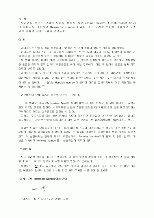 레이놀즈 실험 결과