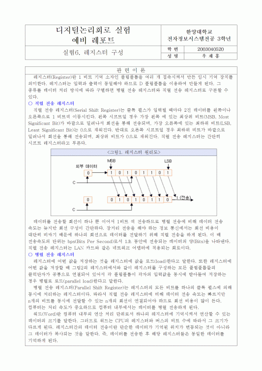 [DLD실험6]레지스터 구성