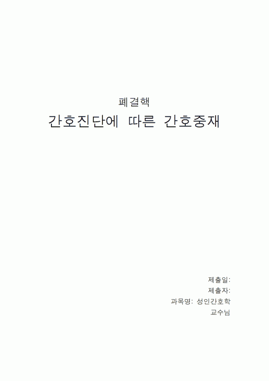 폐결핵 간호진단에 따른 간호중재