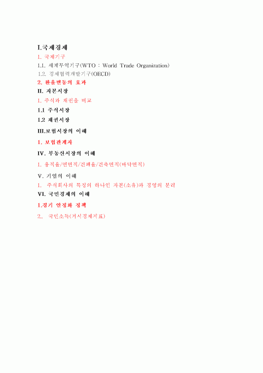 [경제학]국제경제, 부동산, 국내경제등 기본개념정리
