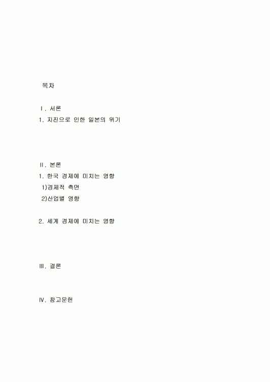 일본 대지진이 한국 경제에 미치는 영향