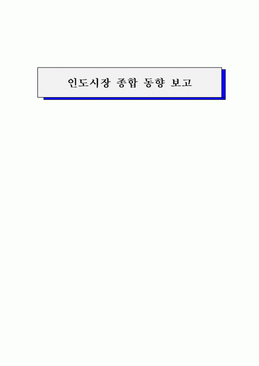 인도시장 종합 동향 보고