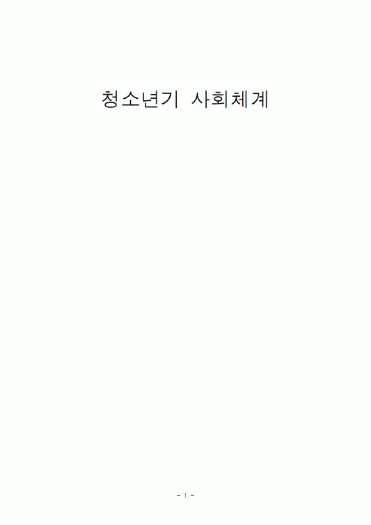 청소년기 사회체계