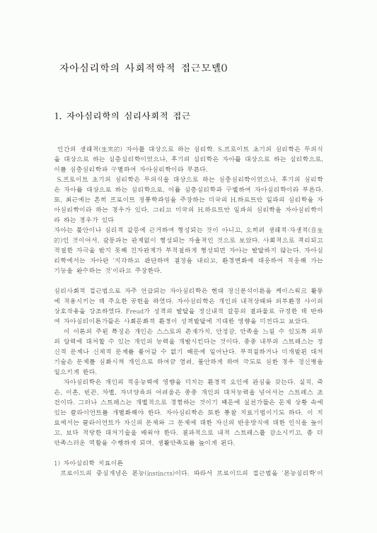 자아심리학의 사회적학적 접근모델0