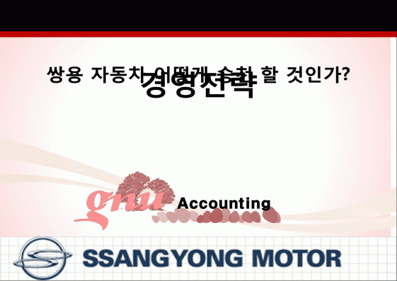 [쌍용자동차] 기업분석, 성공방안, 현재상황을 분석!!