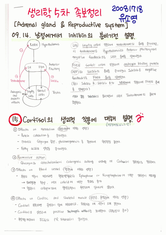 관동대 의학과 생리학 5차 서술형 정리
