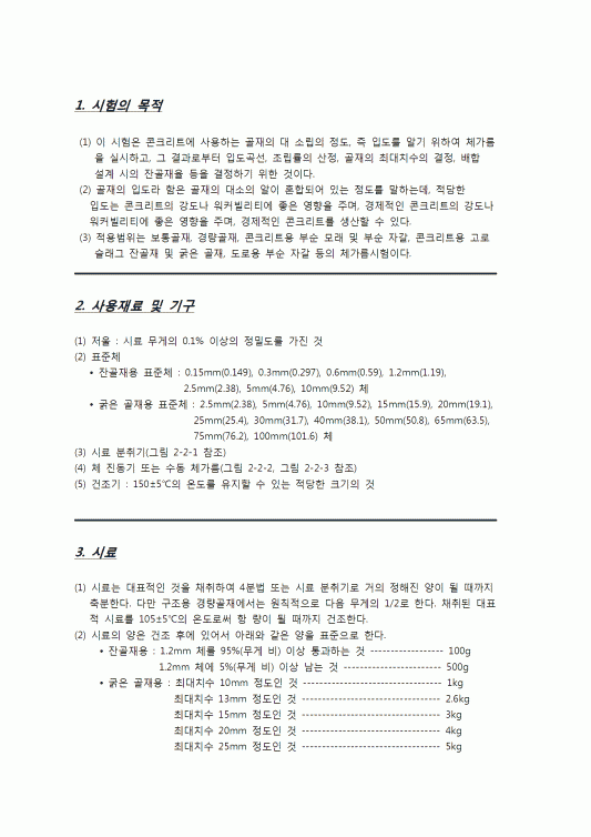 체가름 시험 방법