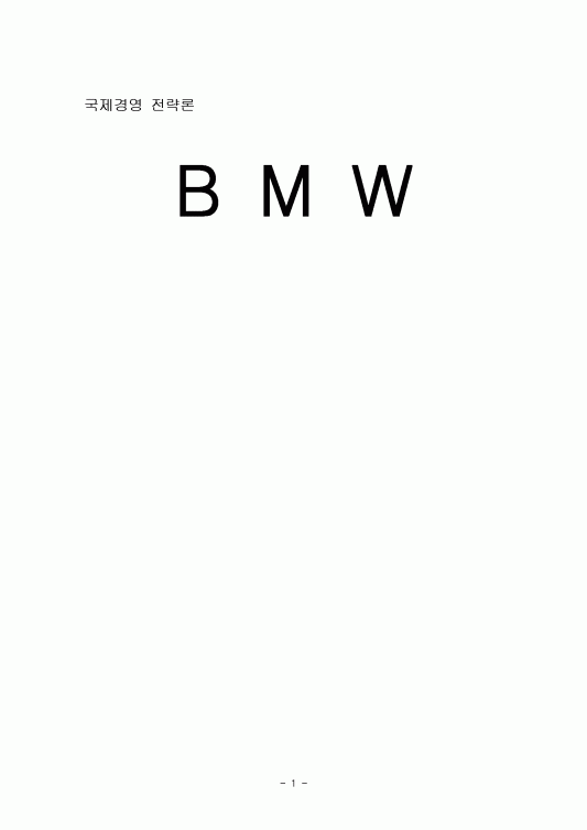 [국제경영전략론]BMW 경영전략분석