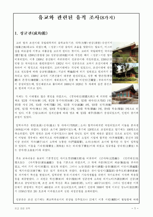 유교 관련유적 조사