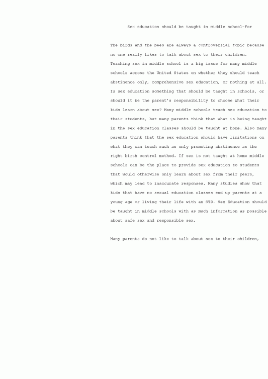 Sex education(argument research)