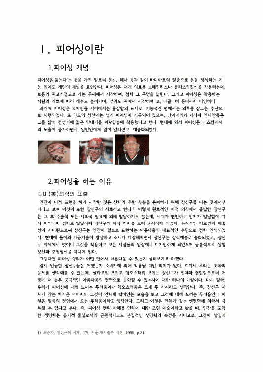 피어싱의 부작용조사