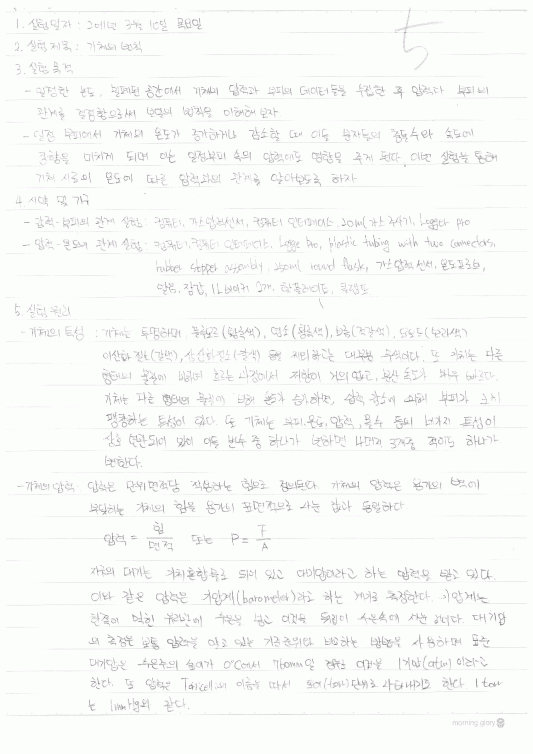 기체의 법칙 예비보고서
