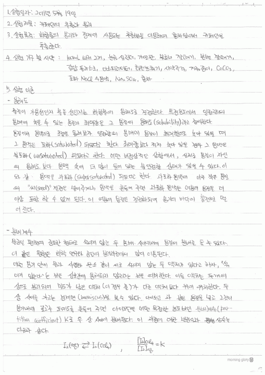 카페인 추출과 분리 예비