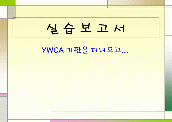 실습보고서 YWCA를 다녀와서