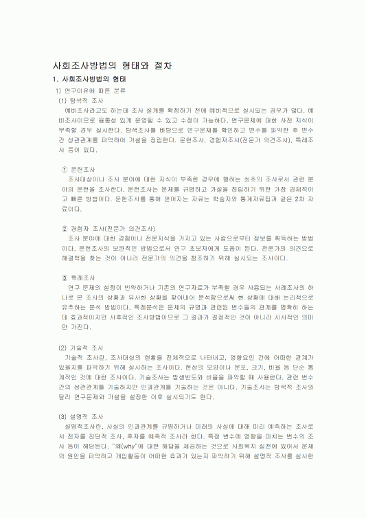 [사복조사]사회조사방법의 형태와 절차