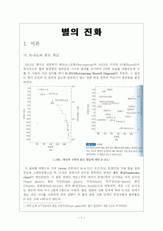 별의 진화 레포트 자료