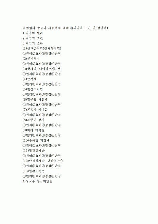 피임법의 종류와 사용법에 대해서