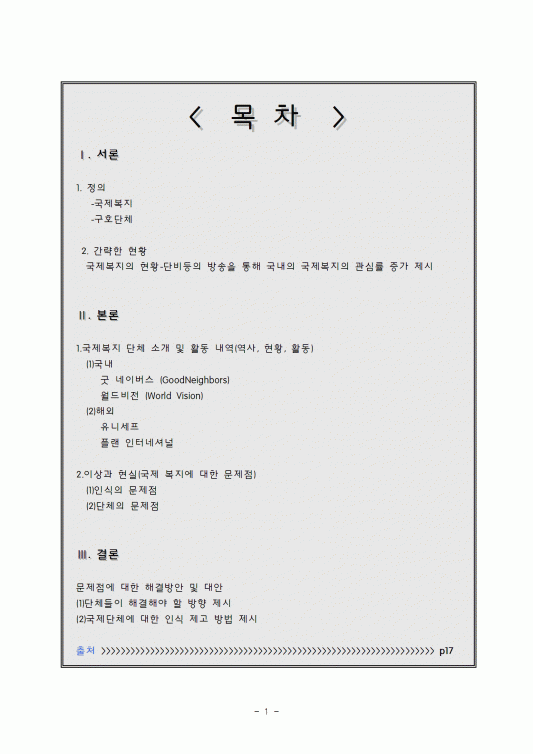 (대학생) - 국제복지에 관한레포트