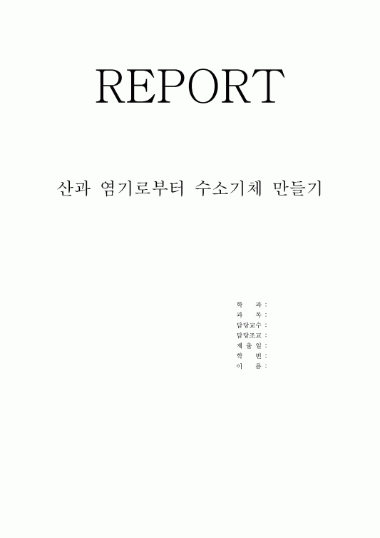 REPORT 산과 염기로부터 수소기체 만들기