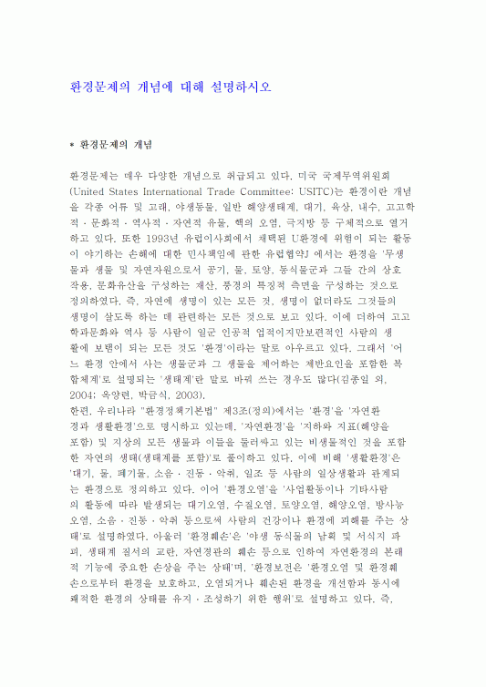 환경문제의 개념에 대해 설명