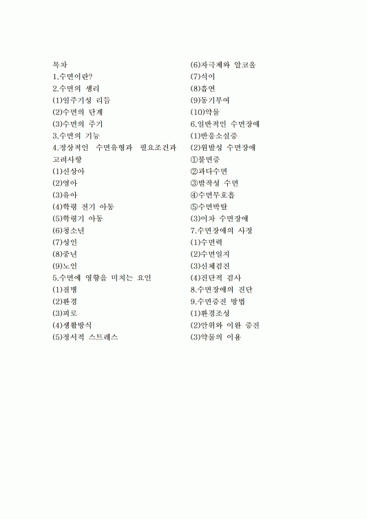 수면에 대해서